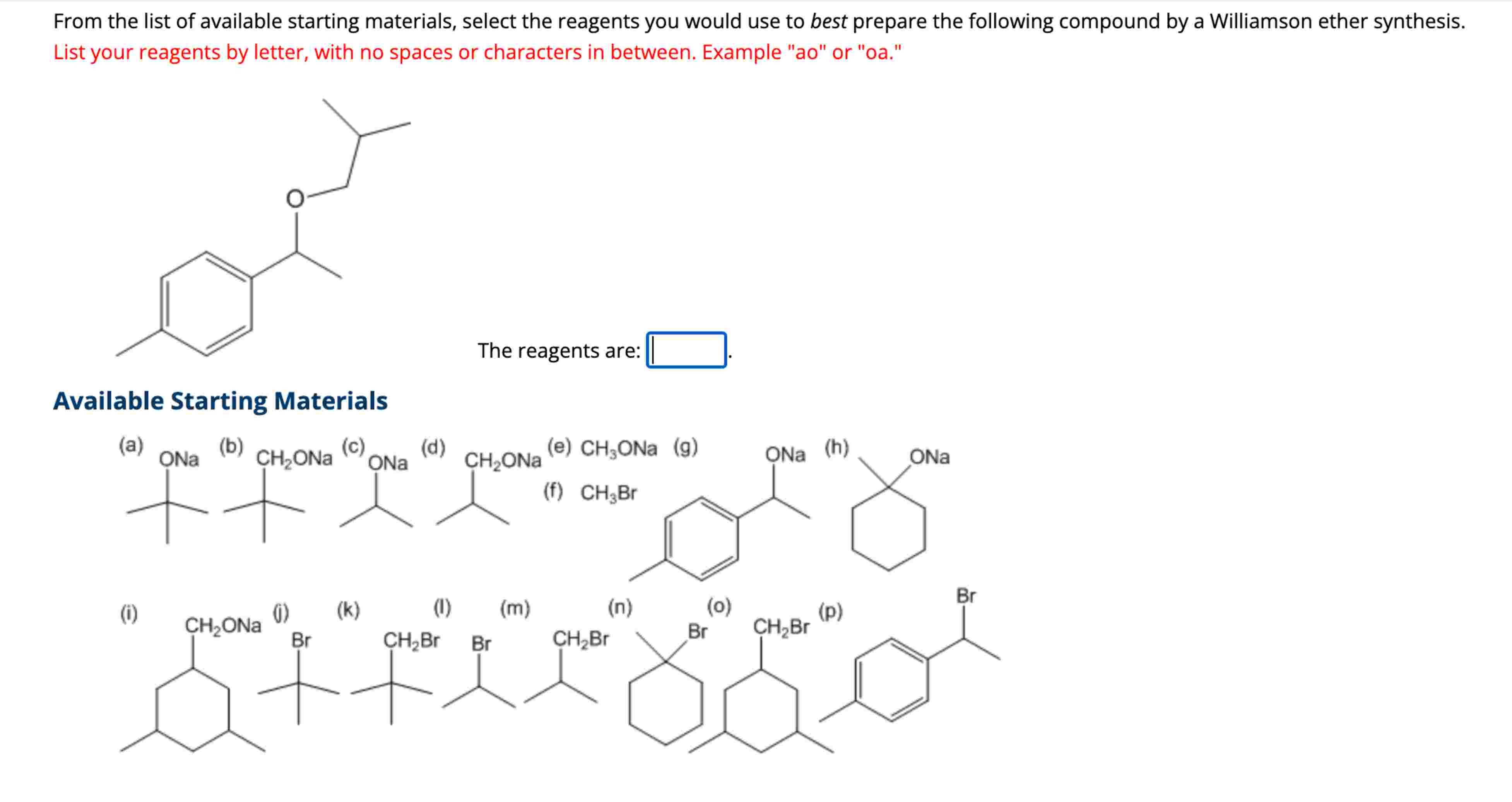 Solved From the list of available starting materials, select | Chegg.com