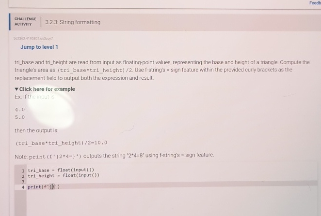 Solved my outputFeedbCHALUENGEACTIVITY3.2.3: String | Chegg.com
