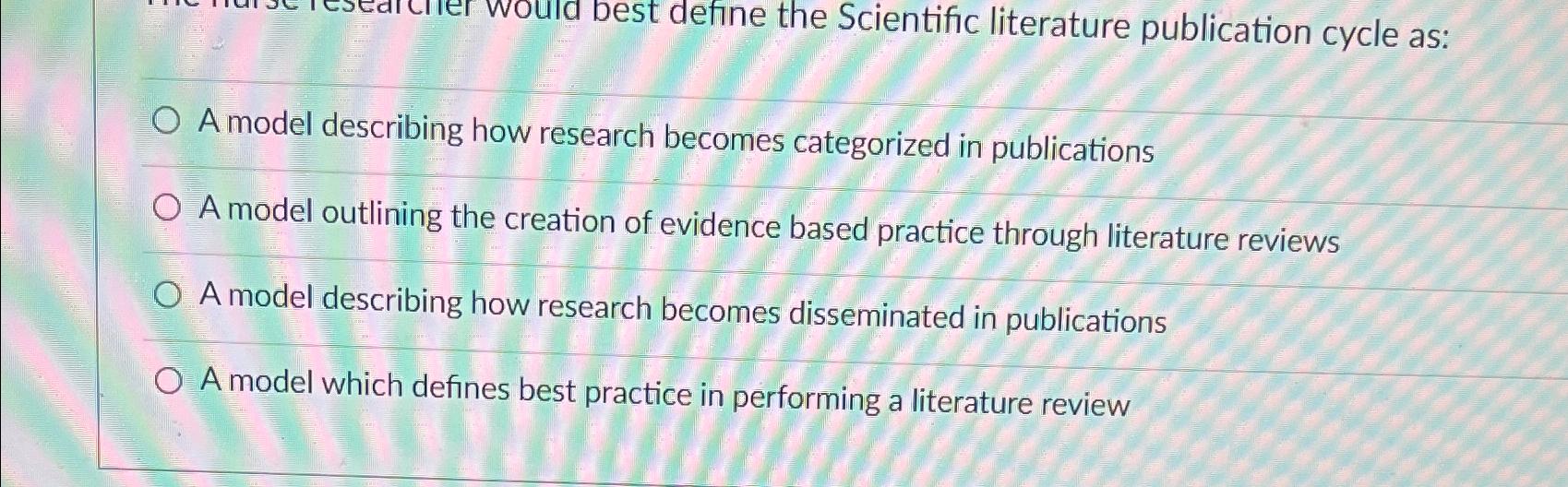 Solved A model describing how research becomes categorized | Chegg.com