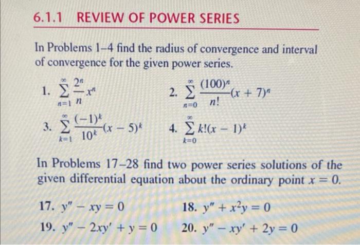 Solved In Problems 1−4 find the radius of convergence and | Chegg.com
