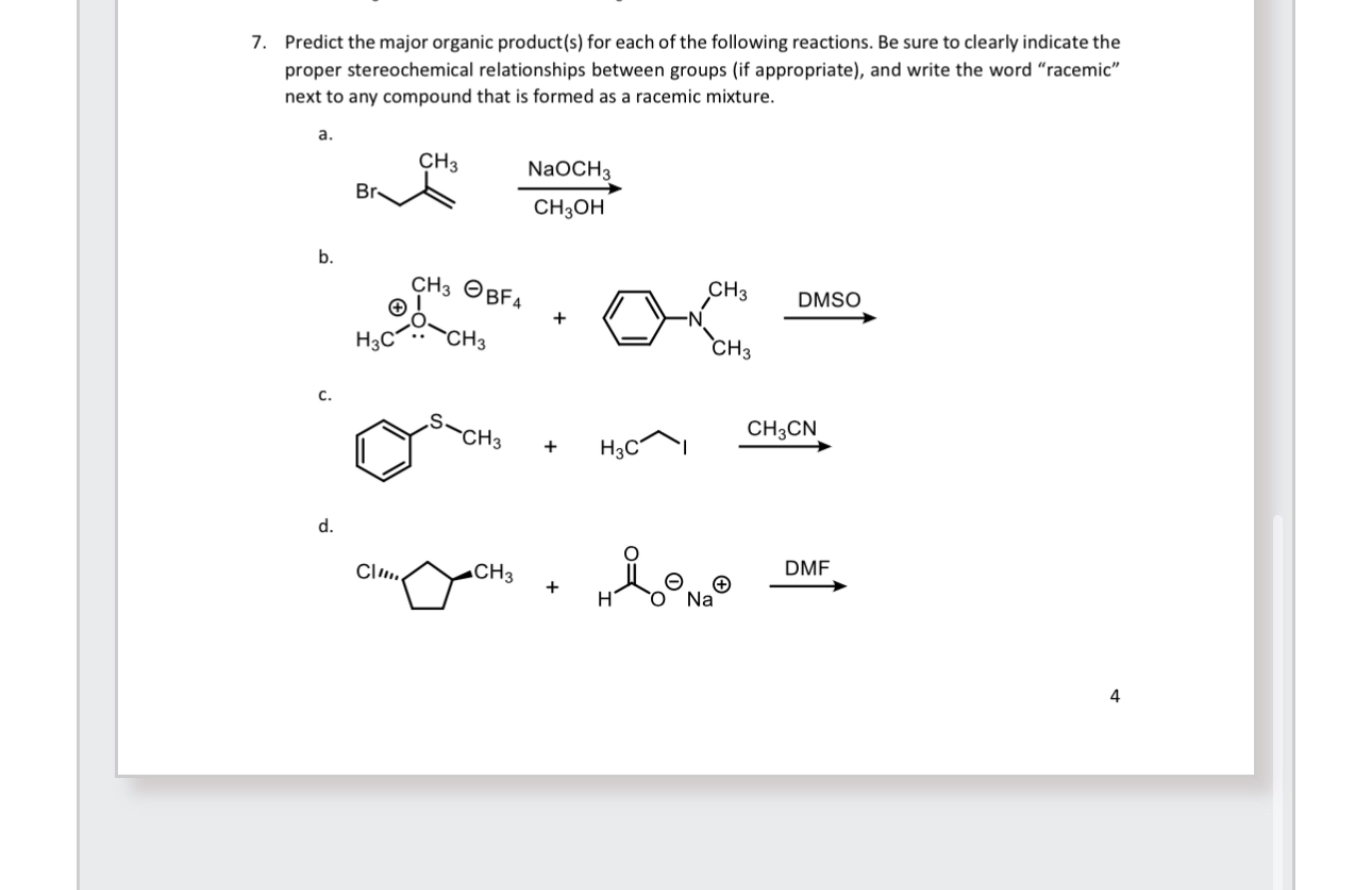 Solved 7. ﻿Predict the major organic product(s) ﻿for each of | Chegg.com