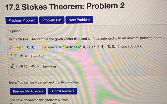 Solved 17.3 Divergence Theorem: Problem 7 Previous Problem | Chegg.com