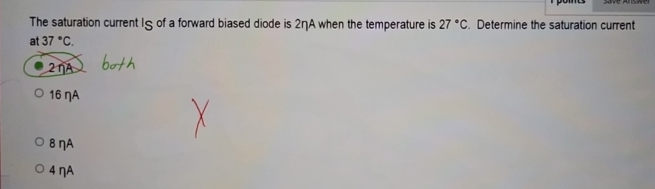 Solved The saturation current IS of a forward biased diode | Chegg.com