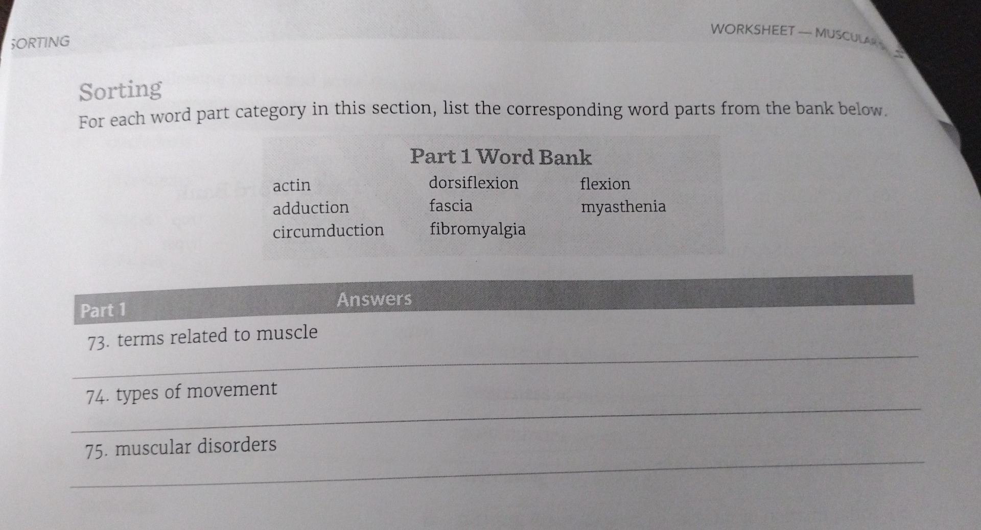 Solved Matching Match the following terms and write the | Chegg.com