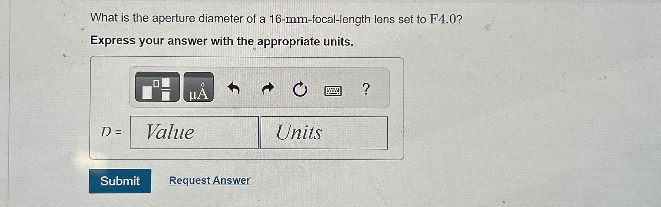 Solved What is the aperture diameter of a | Chegg.com