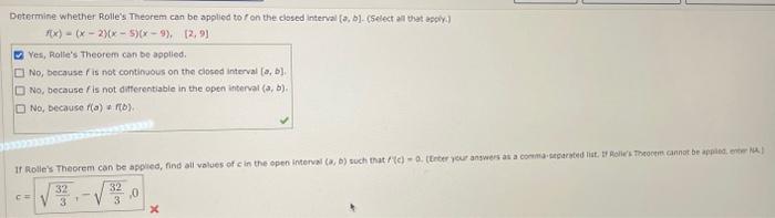 [solved] Determine Whether Rolles Theorem Can Be Appl