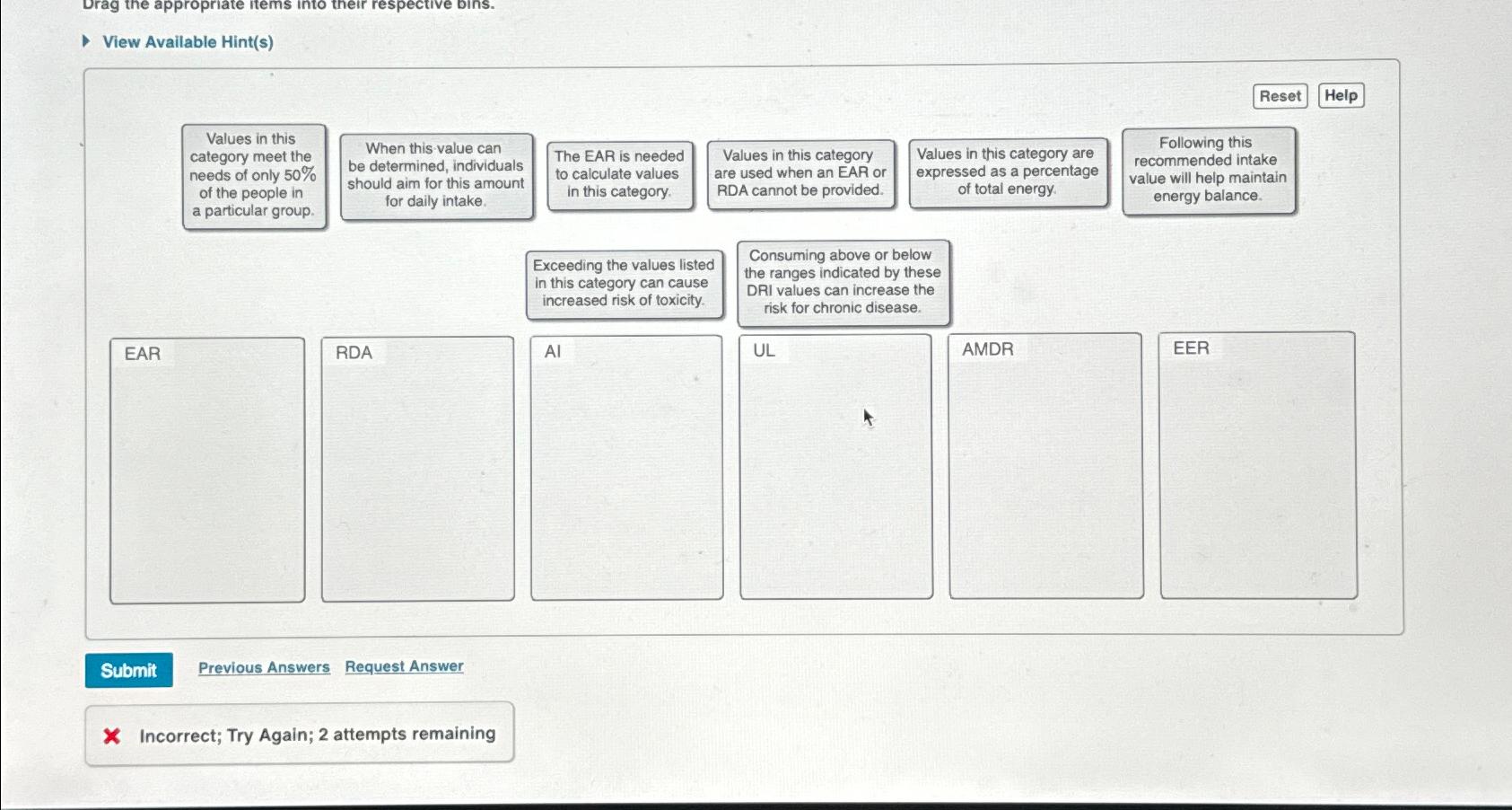 Solved View Available Hint(s)ResetValues in this category | Chegg.com