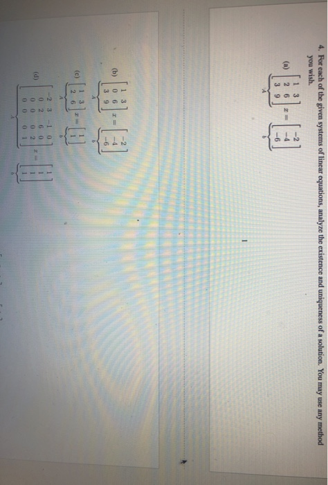 Solved 4. For each of the given systems of lincar equations, | Chegg.com