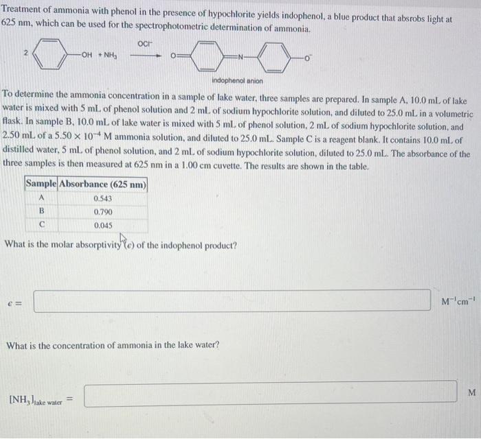 Solved Treatment of ammonia with phenol in the presence of | Chegg.com