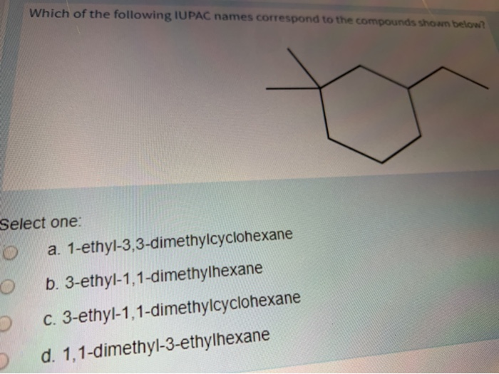 Solved Which of the following IUPAC names correspond to the | Chegg.com
