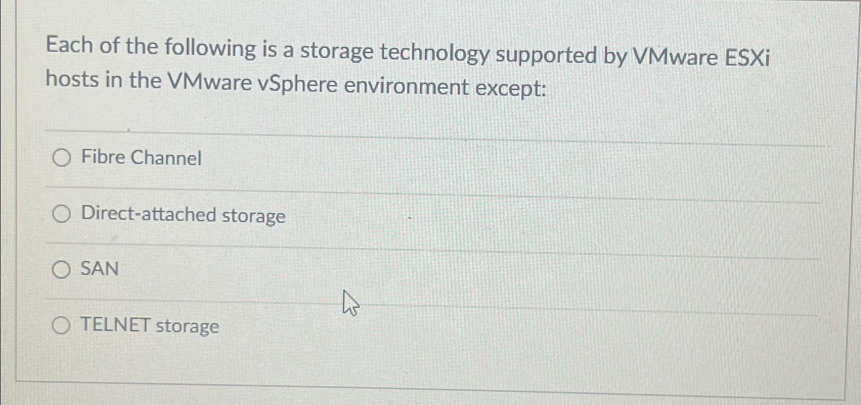 Solved Each of the following is a storage technology | Chegg.com