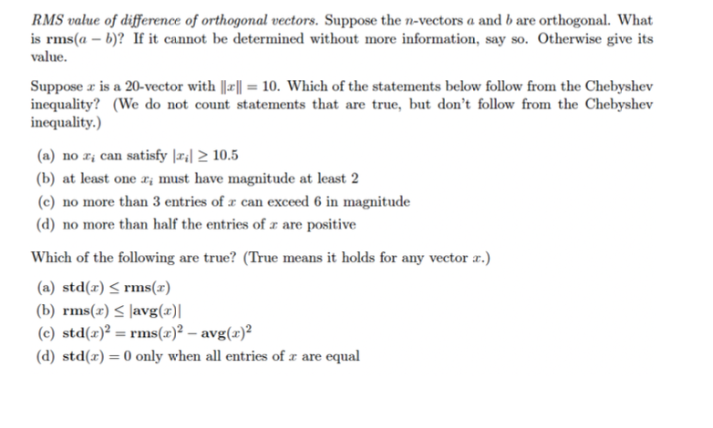 Solved RMS value of difference of orthogonal vectors. | Chegg.com