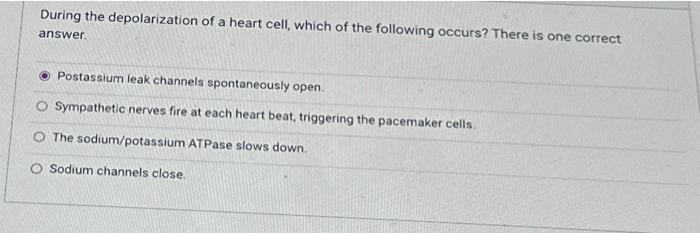 Solved During the depolarization of a heart cell, which of | Chegg.com