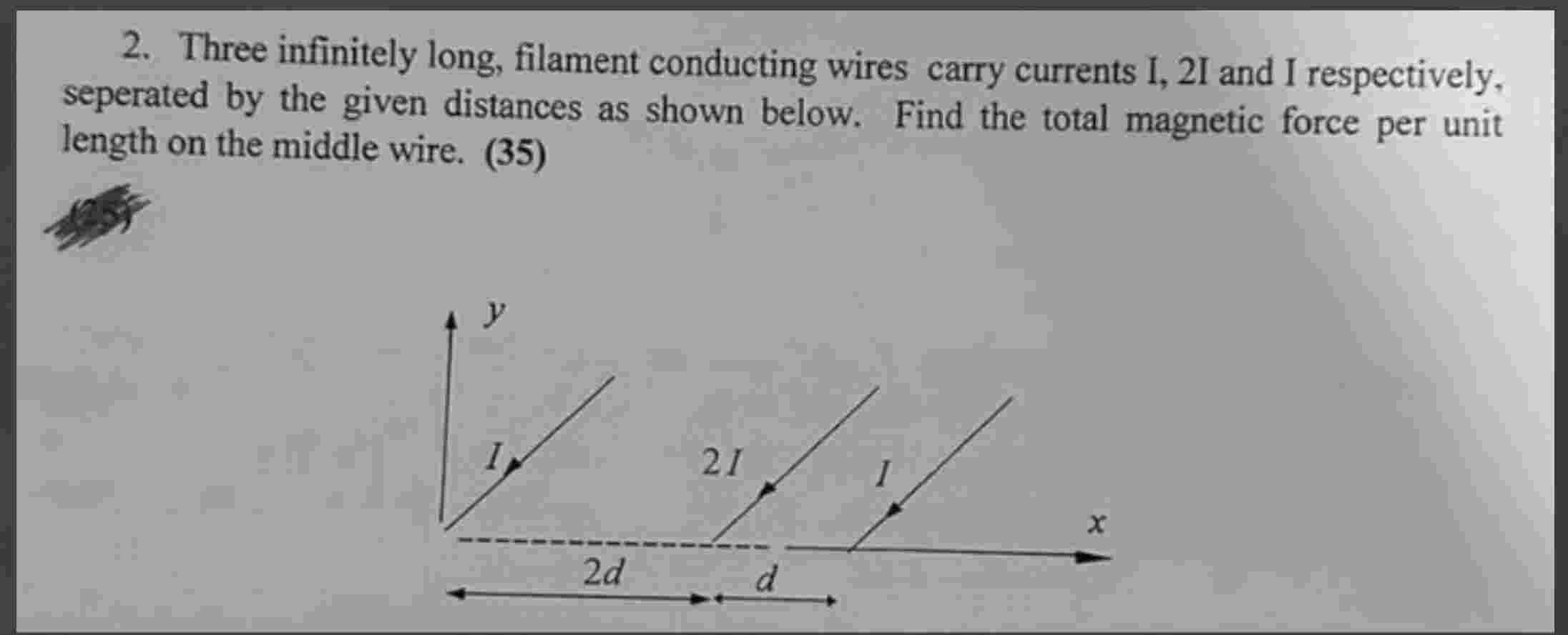 Solved Three infinitely long, filament conducting wires | Chegg.com