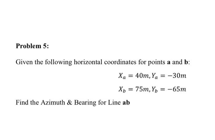 Solved Given the following horizontal coordinates for points | Chegg.com