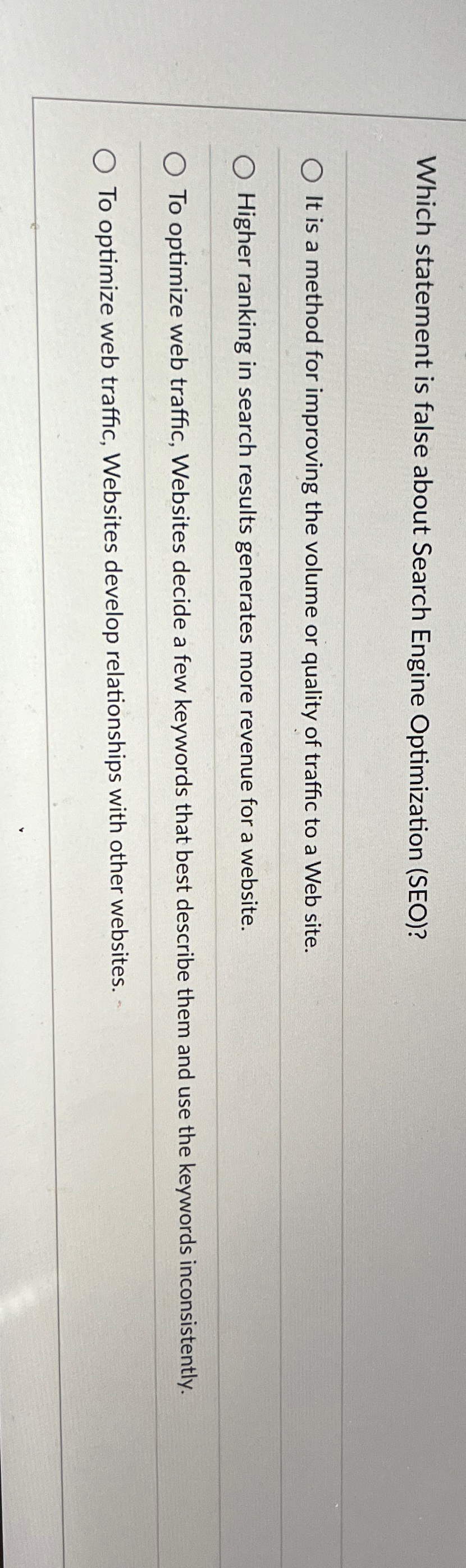 Solved Which statement is false about Search Engine | Chegg.com