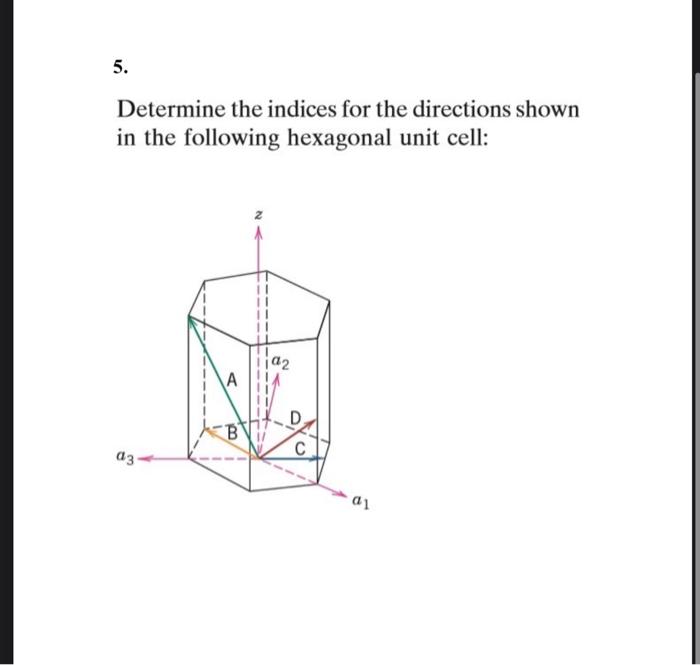 Solved 5. Determine the indices for the directions shown in | Chegg.com