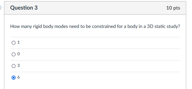 Solved Question 310 ﻿ptsHow many rigid body modes need to be | Chegg.com