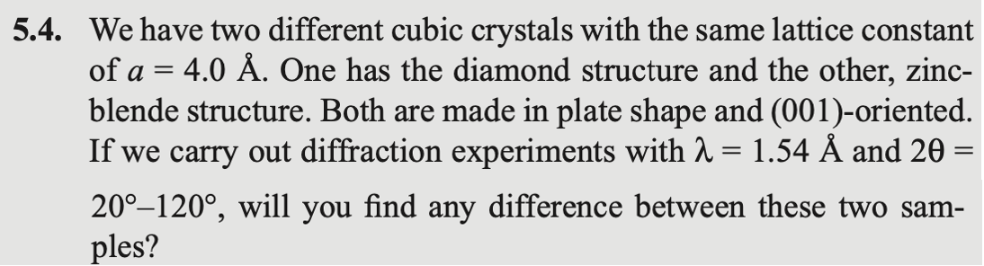 Solved 5.4. ﻿We have two different cubic crystals with the | Chegg.com