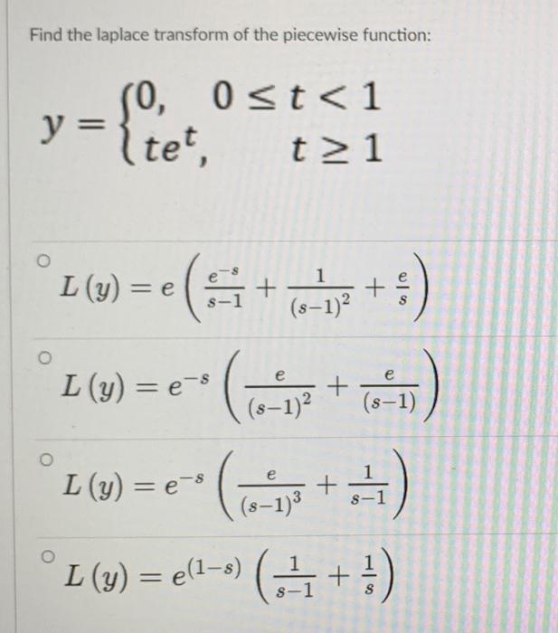 Solved Find the laplace transform of the piecewise function: | Chegg.com