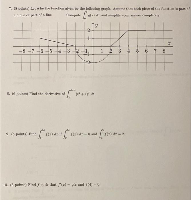 Solved 7. (8 points) Let g be the function given by the | Chegg.com