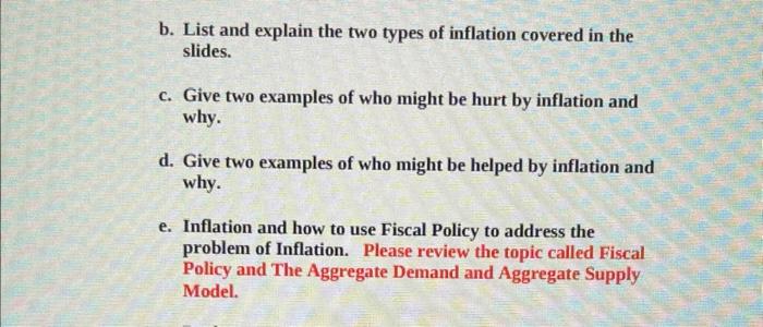 Solved a. What is inflation and how can you use the CPI data | Chegg.com