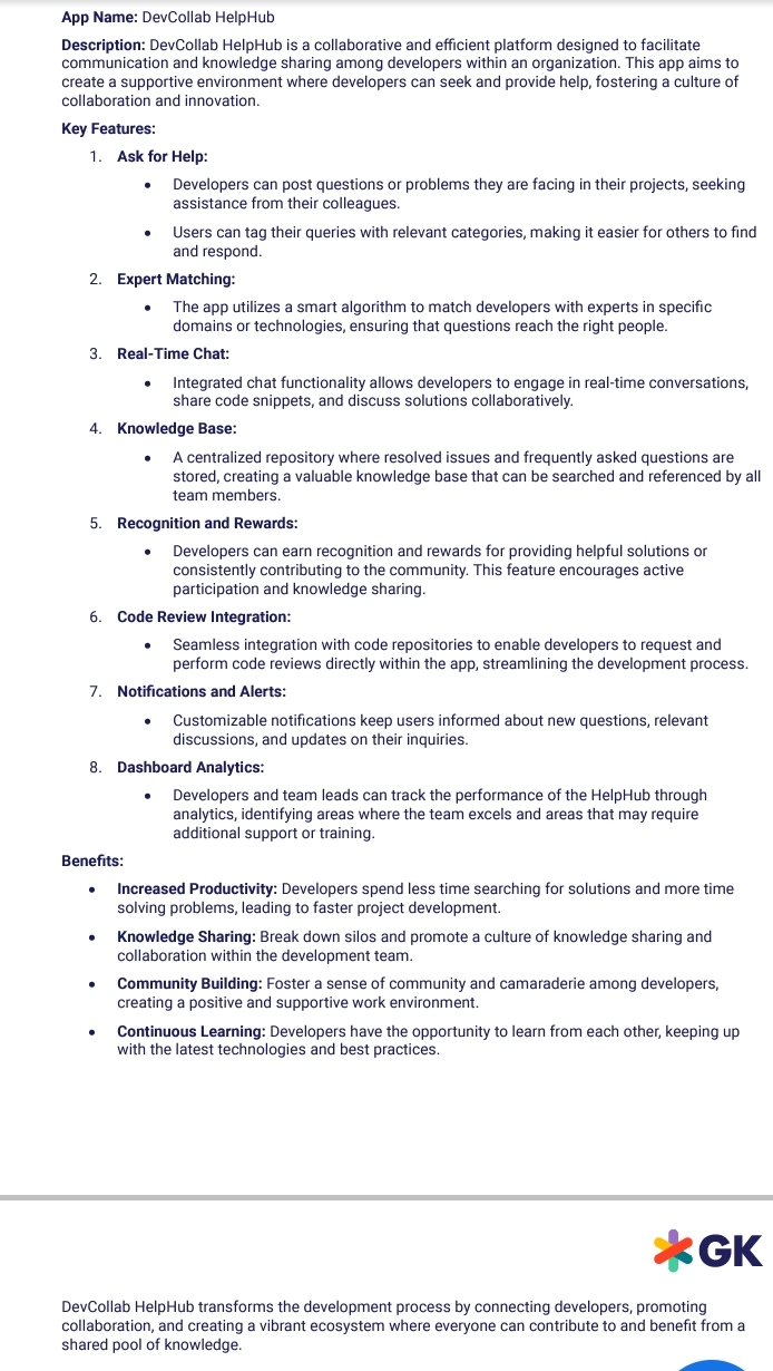 Solved App Name: DevCollab HelpHubDescription: DevCollab | Chegg.com