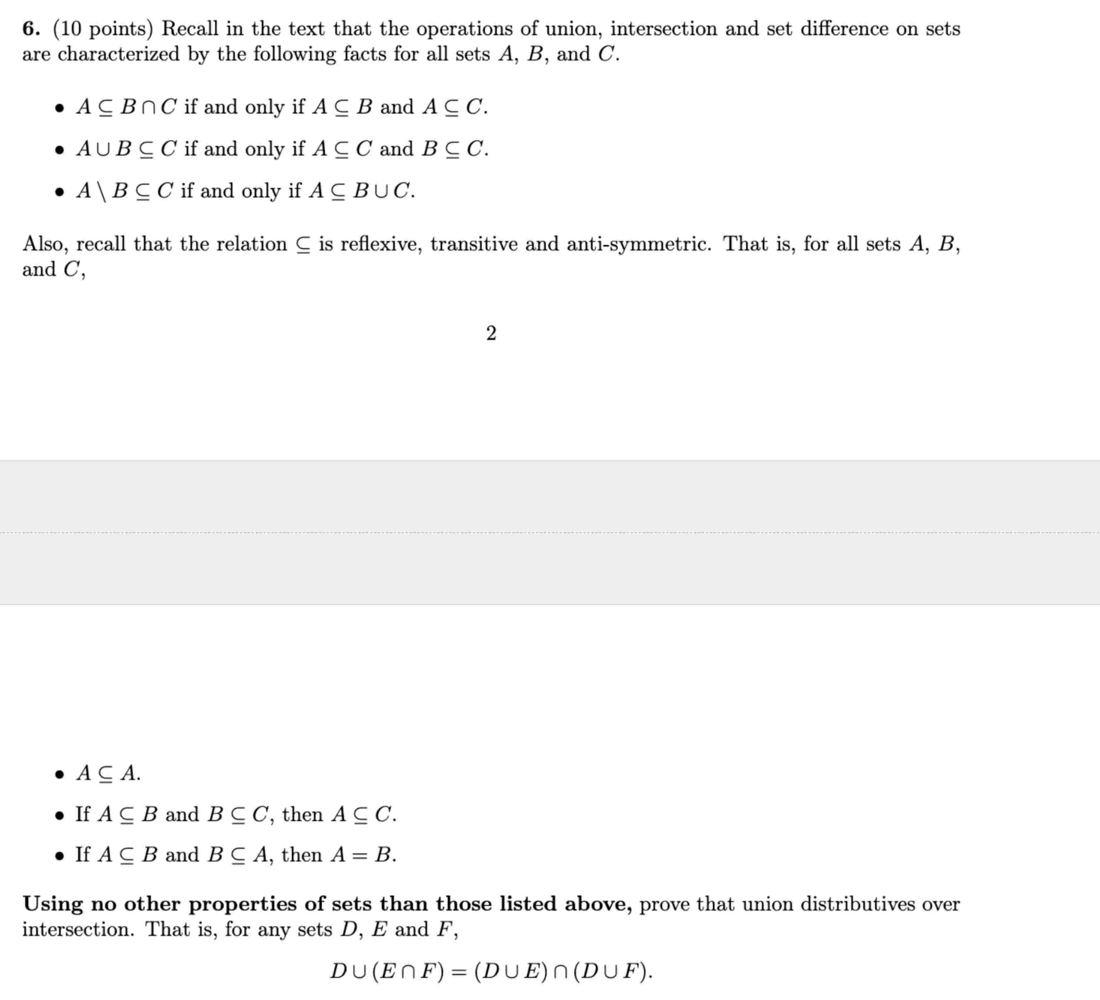 Solved AsubeA. If AsubeB and BsubeC, then AsubeC. If AsubeB | Chegg.com