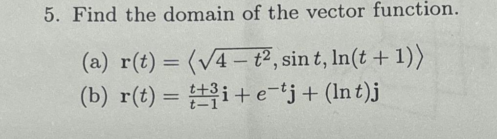Solved Find the domain of the vector | Chegg.com