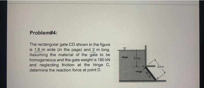 Solved The rectangular gate CD shown in the figure is 1.8 m | Chegg.com