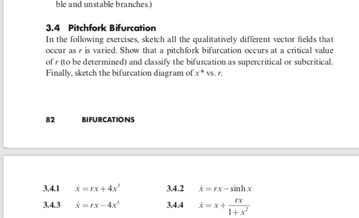 Solved ble and unstable branches.) 3.4 Pitchfork Bifurcation | Chegg.com