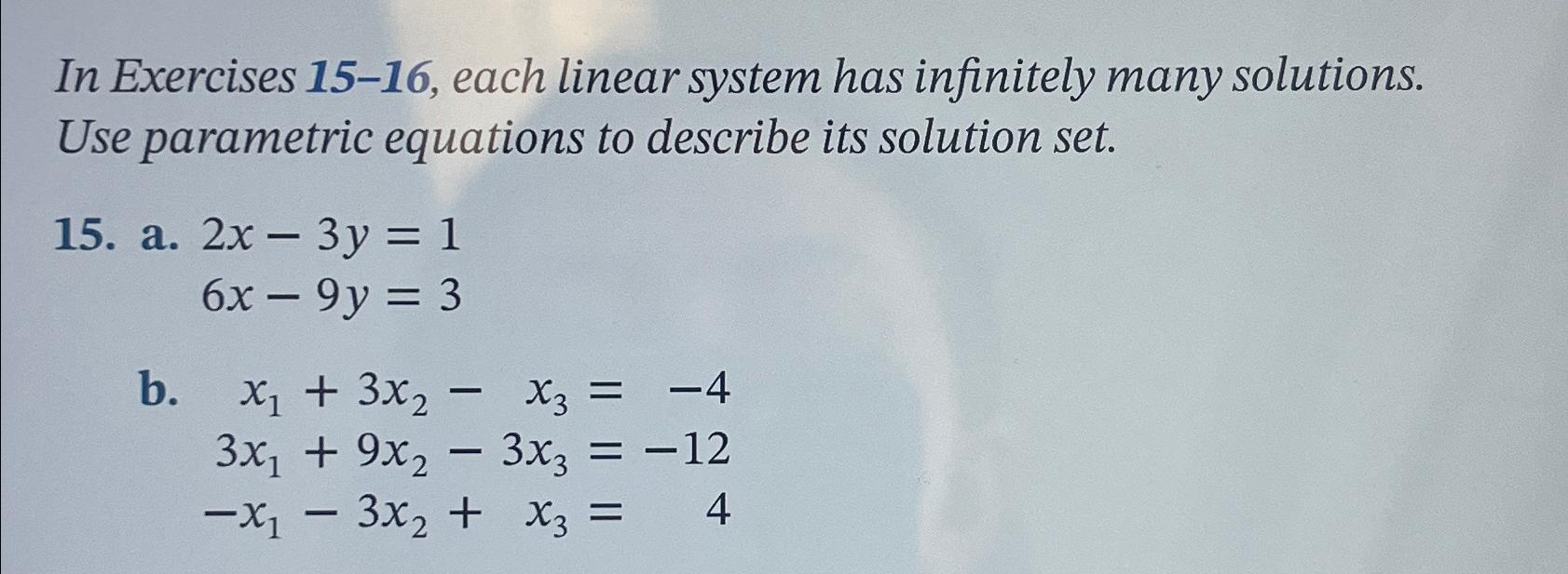 Solved In Exercises 15-16, ﻿each linear system has | Chegg.com
