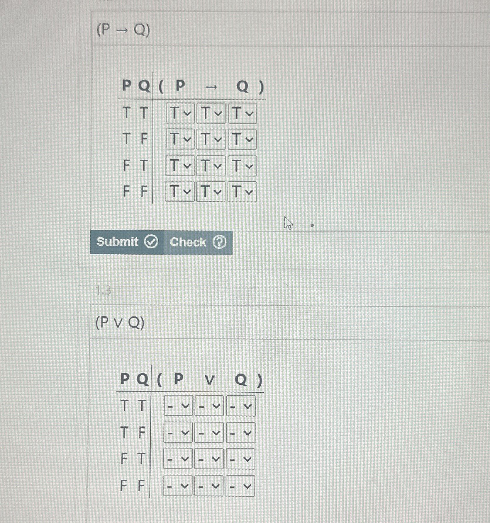 (P→Q)\table[[PQ,(P,→,Q ) ﻿TRUTH TABLES | Chegg.com