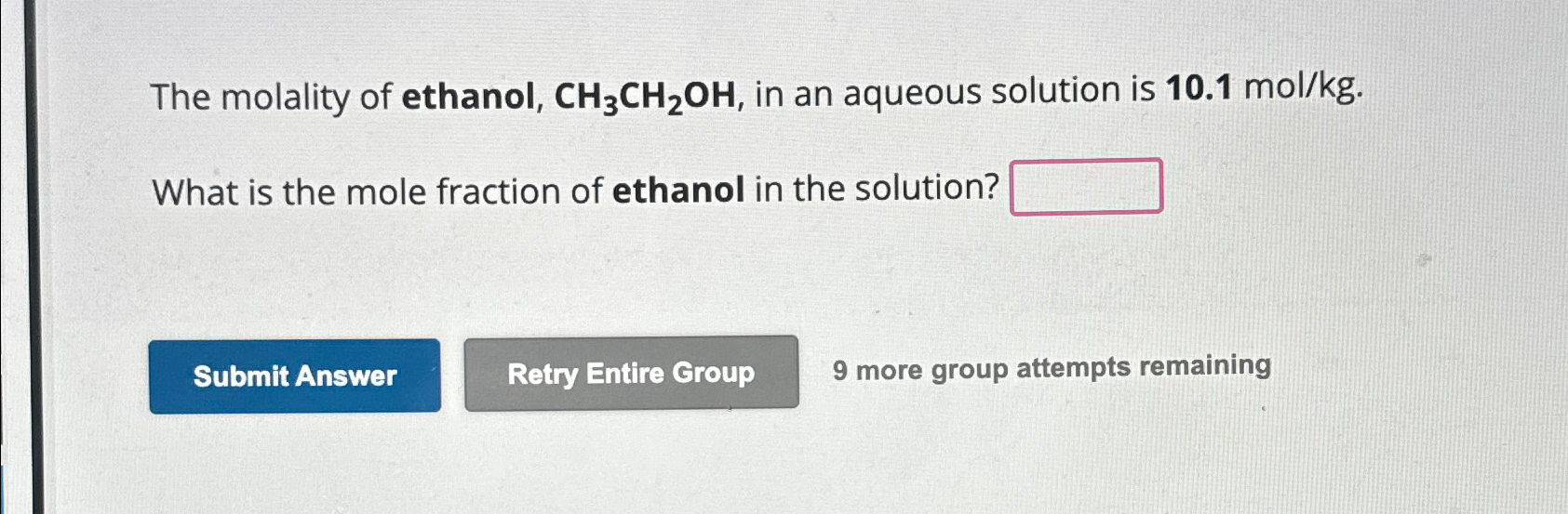 Solved The molality of ethanol, CH3CH2OH, ﻿in an aqueous | Chegg.com