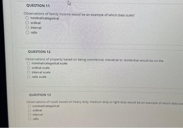 Solved Observations of family income would be an example of | Chegg.com
