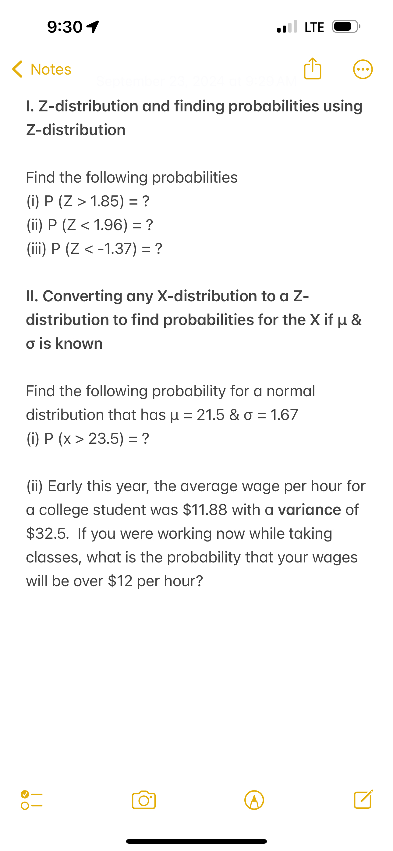Solved I. Z-distribution and finding probabilities | Chegg.com