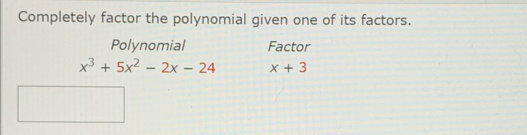 Solved Completely factor the polynomial given one of its | Chegg.com Solved Completely factor the polynomial given one of its | Chegg.com