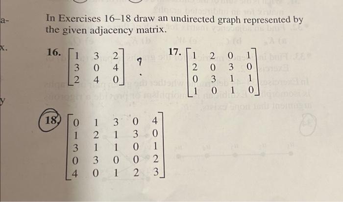 Solved In Exercises 16 18 Draw An Undirected Graph