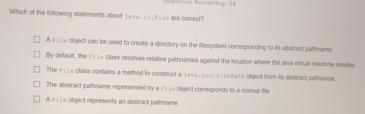 Solved Which of the following statements about java.io. | Chegg.com