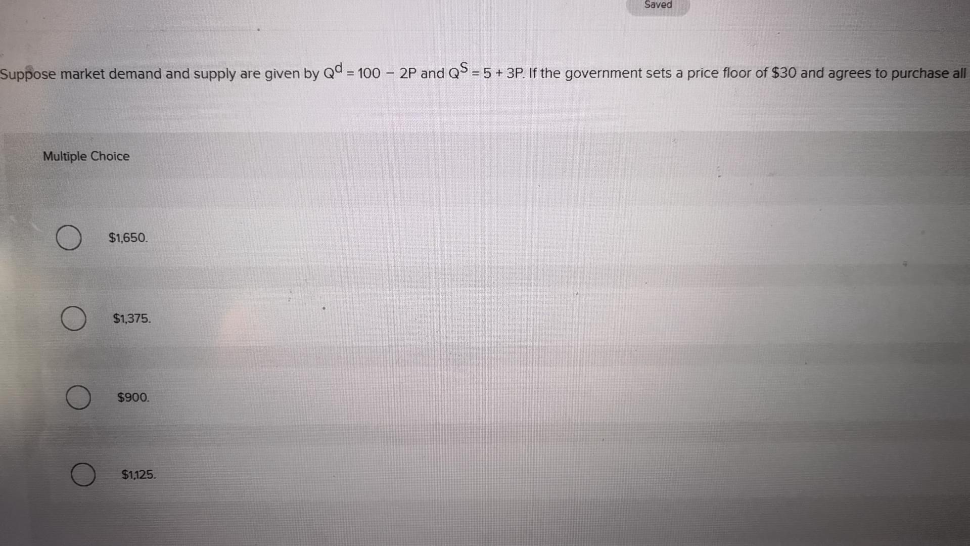 Solved SavedSuppose market demand and supply are given by | Chegg.com