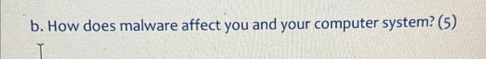 Solved b. ﻿How does malware affect you and your computer | Chegg.com