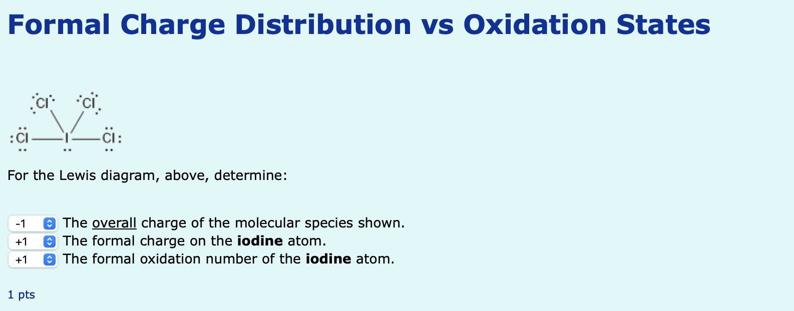 Solved Formal Charge Distribution vs Oxidation StatesFor the | Chegg.com