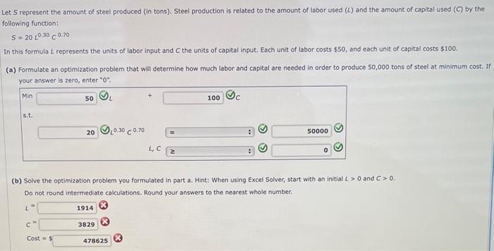 Solved et S represent the amount of steel produced (in | Chegg.com