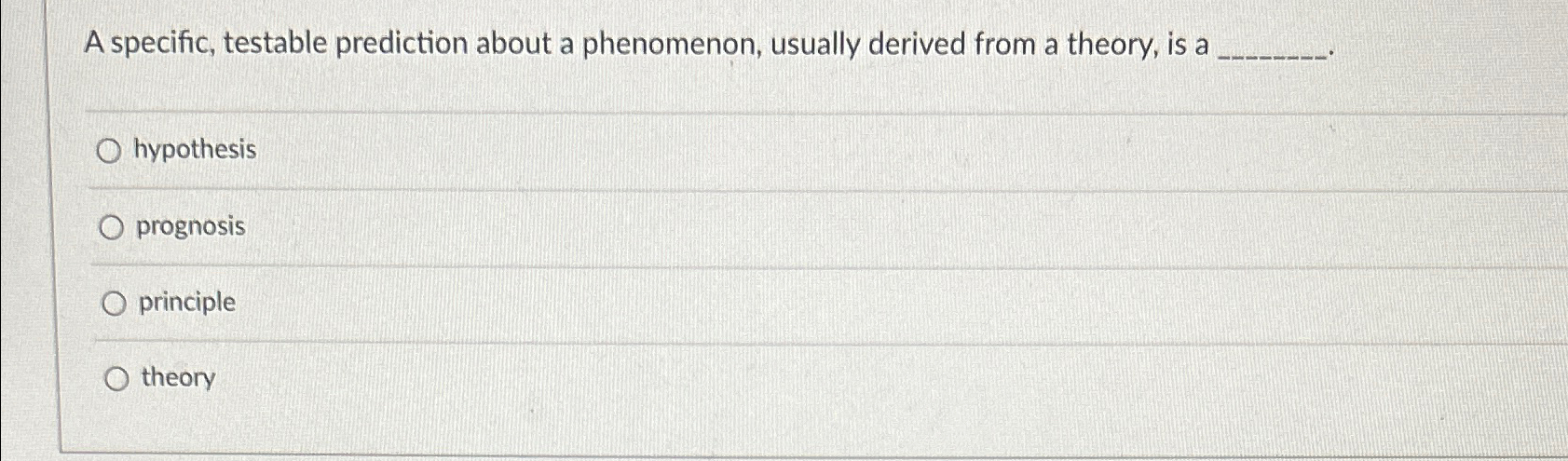 Solved A specific, testable prediction about a phenomenon, | Chegg.com