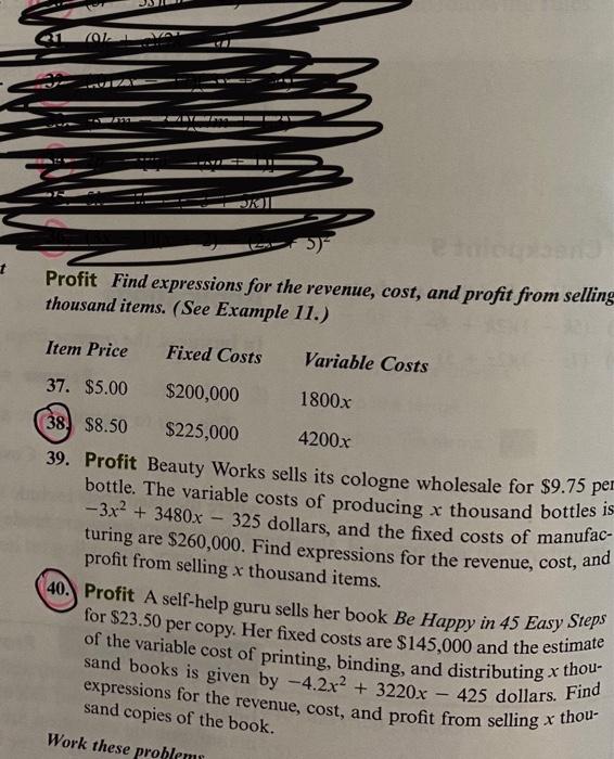 Solved 01 103 1 Profit Find expressions for the revenue, | Chegg.com