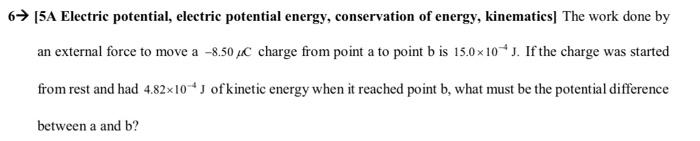 Solved [5A Electric potential, electric potential energy, | Chegg.com
