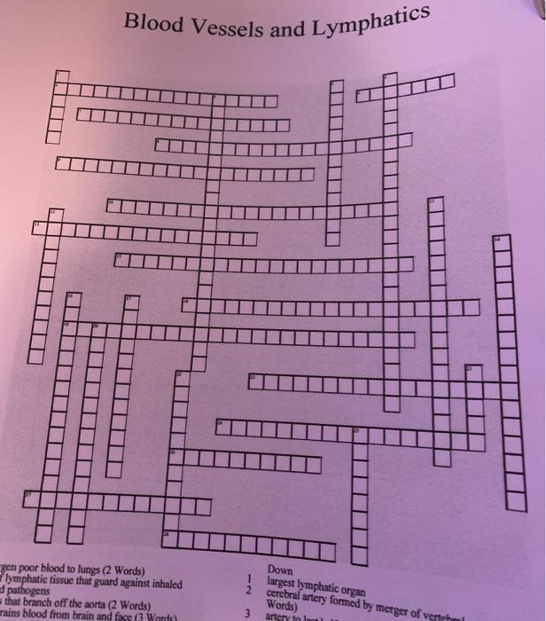 Solved Across 4 carry oxygen poor blood to lungs (2 Words) 6 | Chegg.com