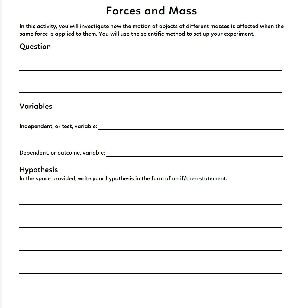 Forces and Mass In this activity, you will | Chegg.com