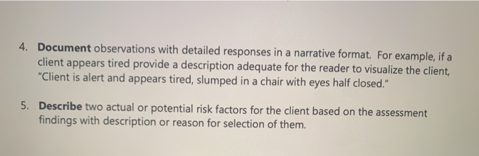 Solved 4. Document observations with detailed responses in a | Chegg.com