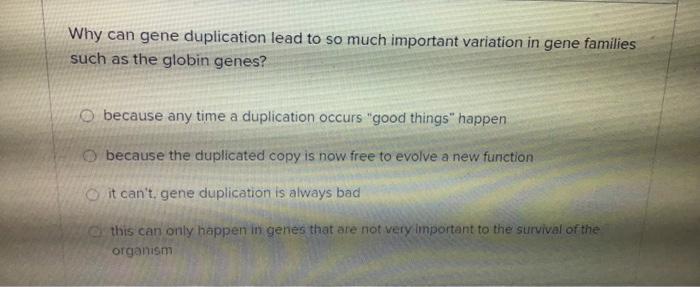 Solved Why can gene duplication lead to so much important | Chegg.com